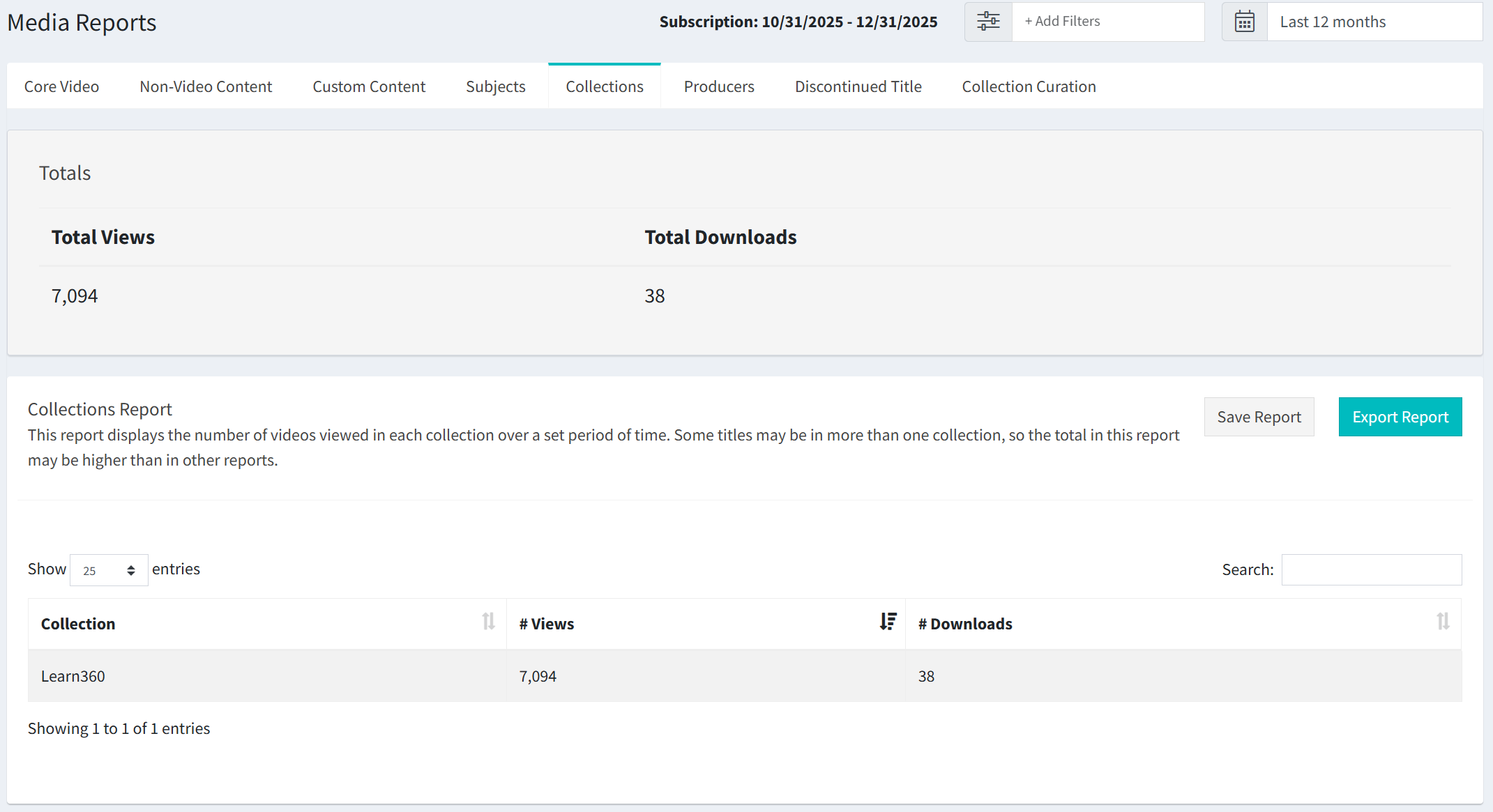 Collections Report – Admin Portal