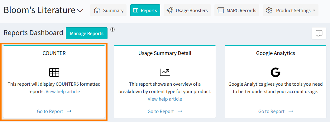 Certified COUNTER Reports – Admin Portal